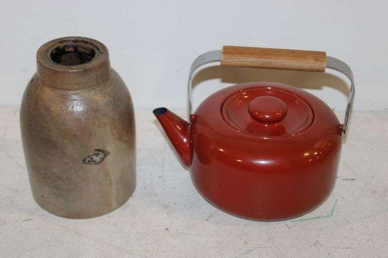 Stoneware Crock & MCM Teapot - Auction Ohio