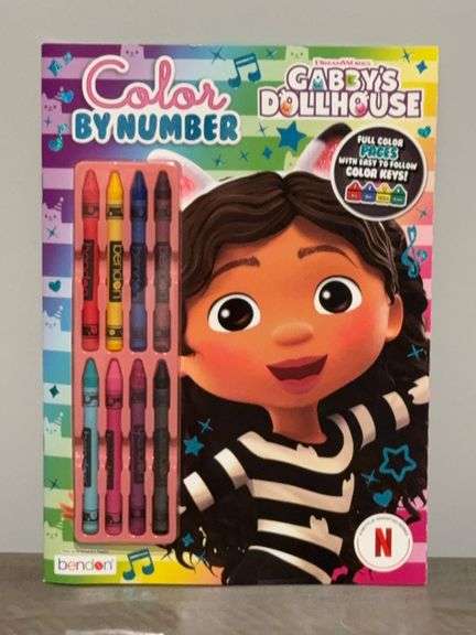**NEW** Gabby's Dollhouse Color By Number Coloring Book w/ Crayons ...