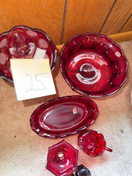 Vintage Fostoria Coin Ruby Red Glassware - Auction Ohio