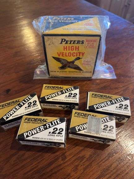Peters 20 gauge shotgun shells – 25 and federal 22 long rifle 50 rim ...