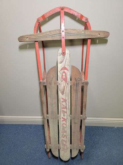 Vintage Kal-Koaster Wooden Sled with Red Steel Runners – Classic Winter ...