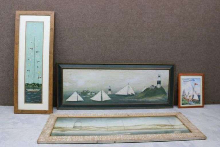 4 Framed Nautical-Themed Prints, Including Warren Kimble and David ...