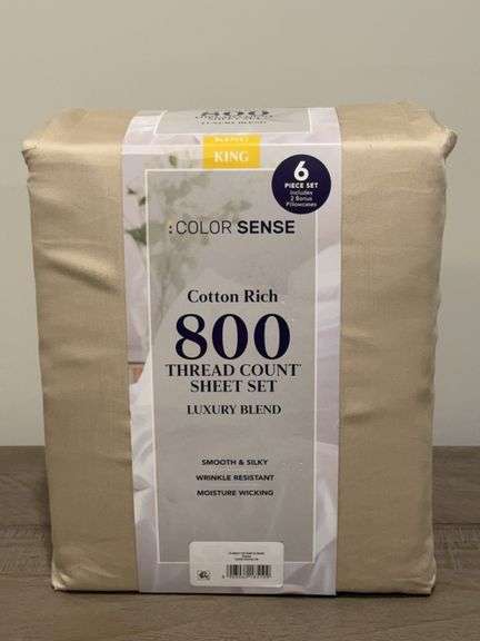 **NEW** Color Sense 6-Piece 800 Thread Count Beige Cotton Rich Adult ...
