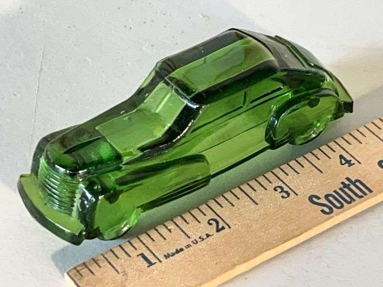 Vintage Green Glass Car Automobile Candy Container - Auction Ohio