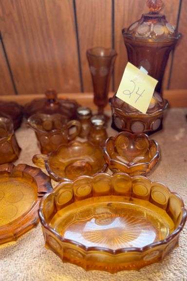 Vintage Fostoria Coin Amber Glassware - Auction Ohio