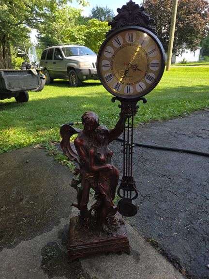 31" Vtg Crosa Rique Neoclassical Figural Clock - Auction Ohio