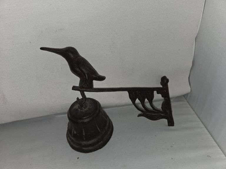 Bell Wall mount Black cast iron with hummingbird - Auction Ohio