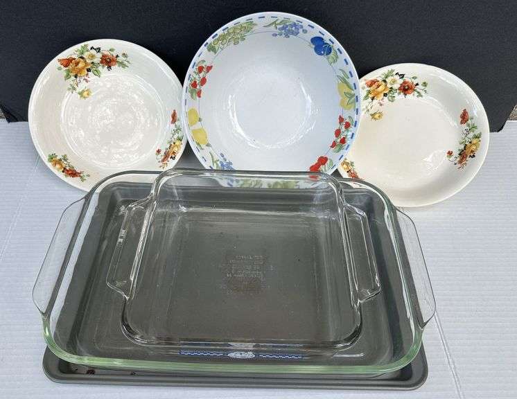 Pyrex & Anchor Hocking Glass Baking Dish Cookie Sheet & Serving Bowls ...