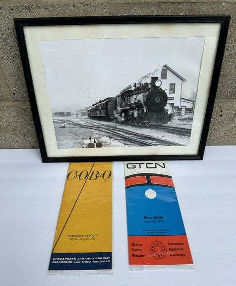 Vintage Steam Engine Locomotive 14 Photo Time Table & Passenger Service Brochures - Auction Ohio