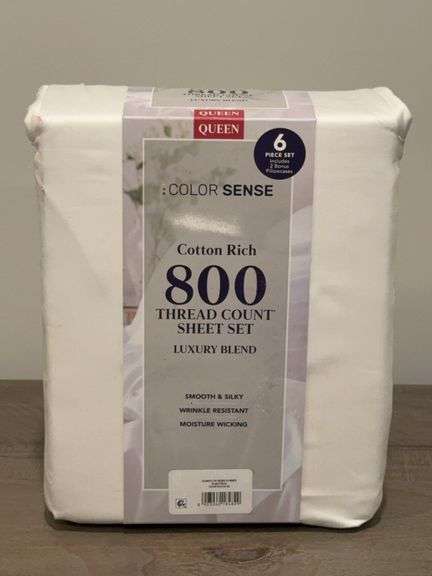 **NEW** Color Sense 6-Piece 800 Thread Count Bright White Cotton Rich ...