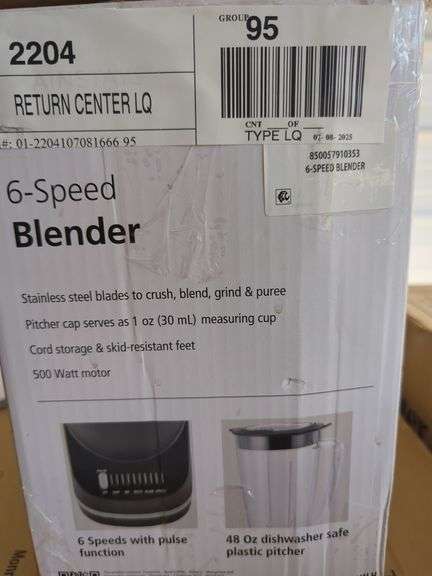 Mainstays 500 W 48 oz Jar 6-Speed Blender, Black - Auction Ohio