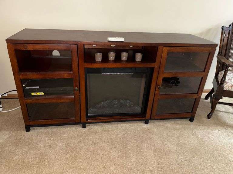 Entertainment Stand w/ Electric Fireplace & Sony VHS/DVD Combo ...