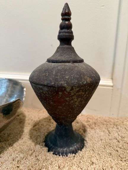 Beautiful Metal Bowl & Urn/Finial - Auction Ohio