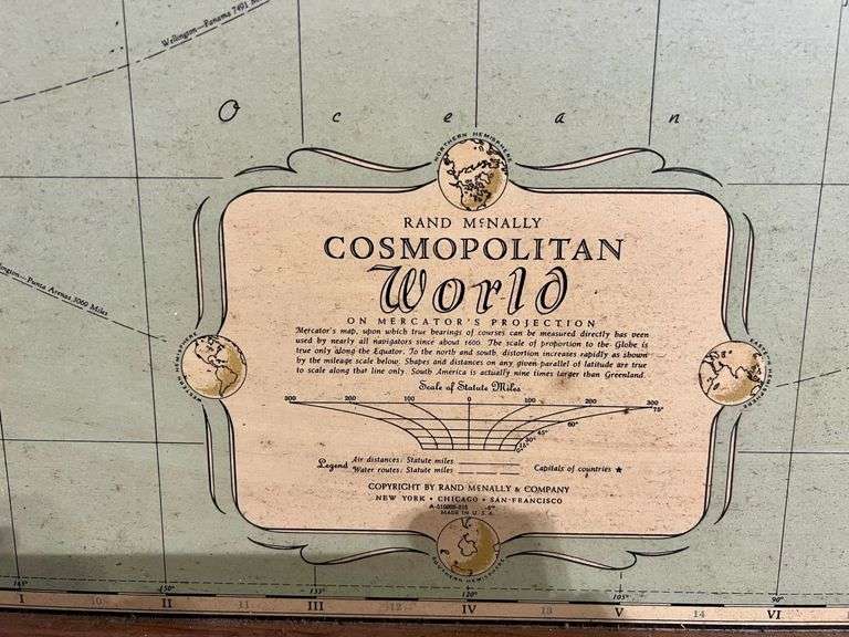 Vintage World Wall Map on Board - Auction Ohio