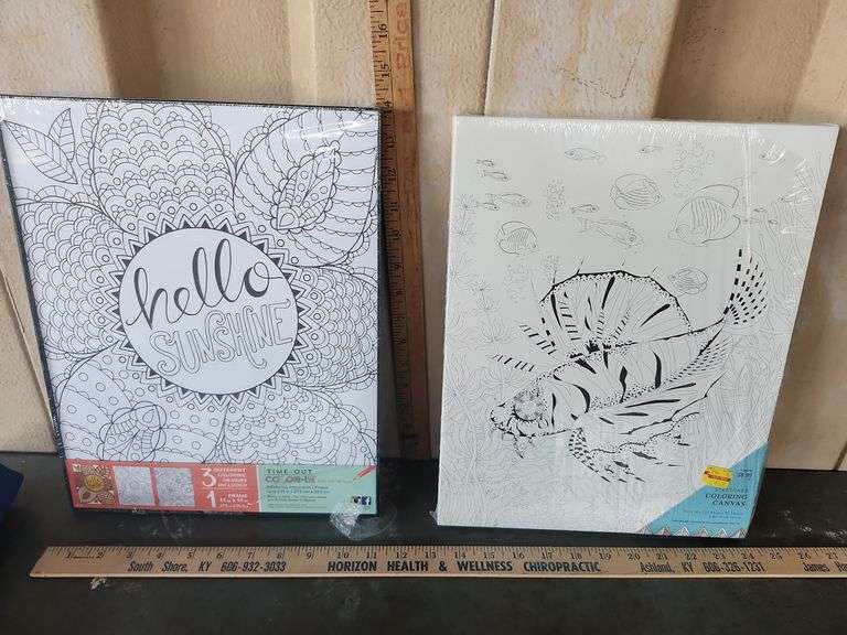 Stretched Coloring Canvas 11X14'' & Time-Out Color-In 3 Designs 1 Frame ...