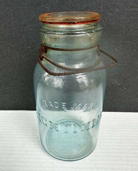 Putnam Lightning Wire Bail Glass Canning Jar w/ Lamb Glass Lid ...