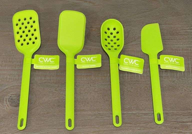 **NEW** Set of 4, Cook with Color Green Silicone Cooking Utensils ...