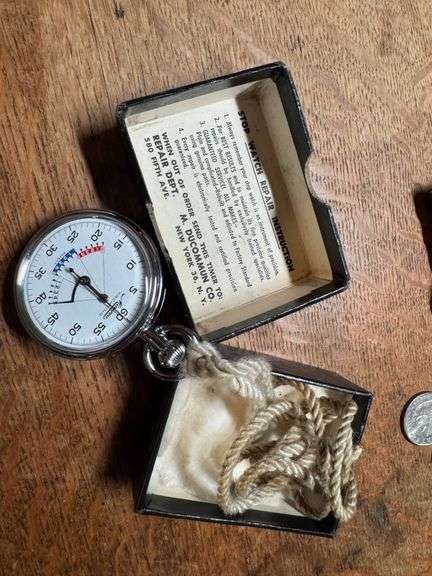 Minerva Yachting Stopwatch with Original Box and Paperwork - Auction Ohio