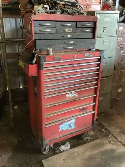 MAC Tools rolling tool chest with top chest, assorted tools and parts ...