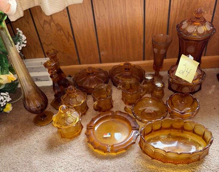 Vintage Fostoria Coin Amber Glassware - Auction Ohio