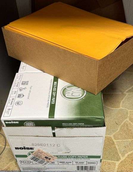 Full Box of Office Copy Paper and Manila Envelopes Bundle - Auction Ohio
