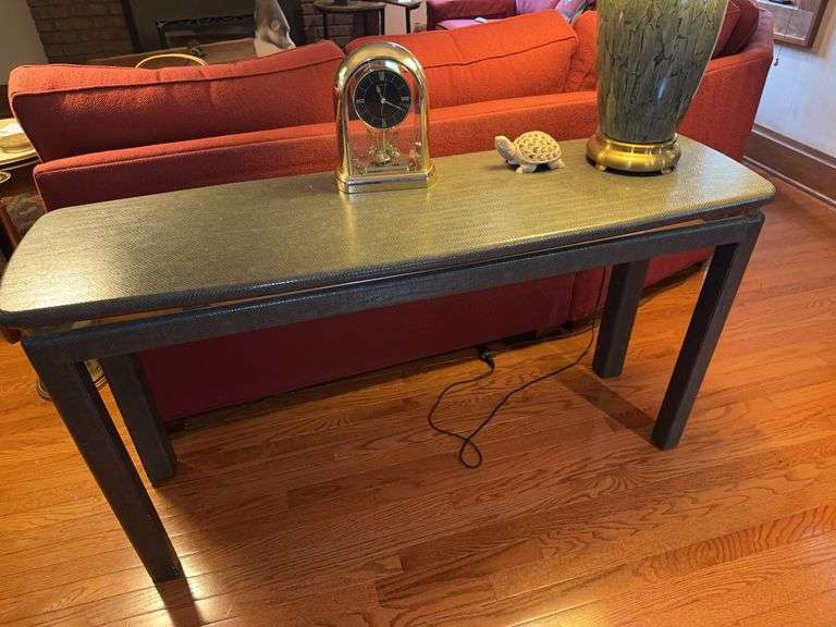 Contemporary style leather sofa table/console - Auction Ohio