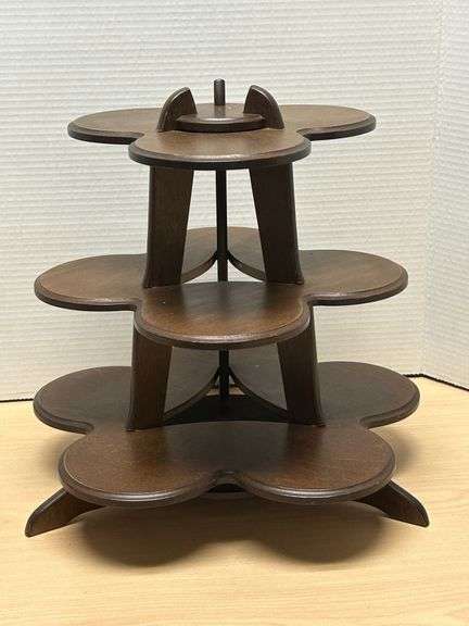 Vintage 3-Tier Wooden Lazy Susan Display Stand – 14-1/2"H - Auction Ohio