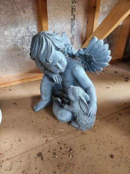 Cherub Garden Statue Resin 16''X12''X14'' - Auction Ohio