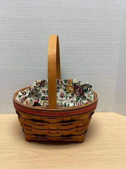 Longaberger Basket with Floral Fabric Liner & Protector – 1995 ...