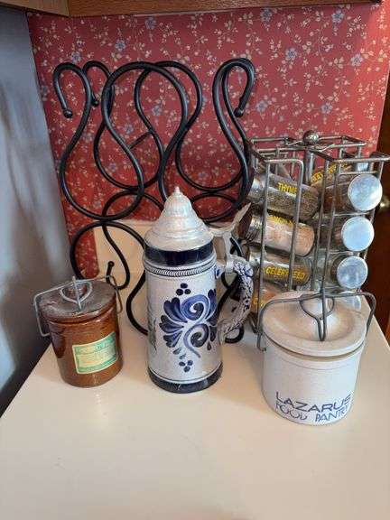 Stein, Wine bottle holder, spice rack - Auction Ohio