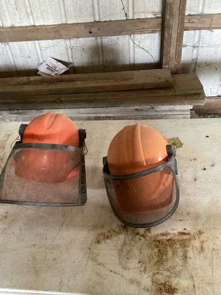 Pair of Safety Helmets with Mesh Face Shields - Auction Ohio