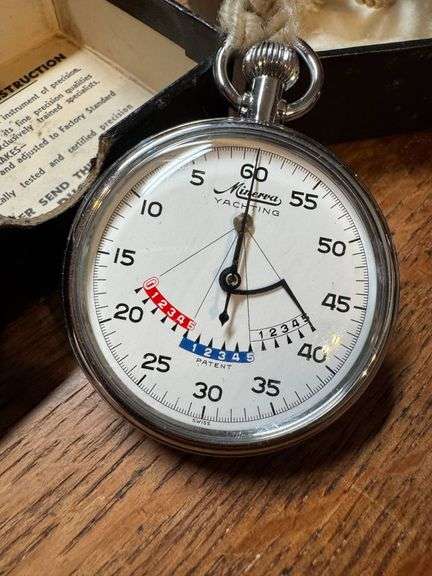 Minerva Yachting Stopwatch with Original Box and Paperwork - Auction Ohio