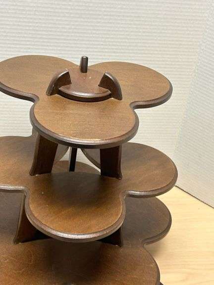 Vintage 3-Tier Wooden Lazy Susan Display Stand – 14-1/2"H - Auction Ohio