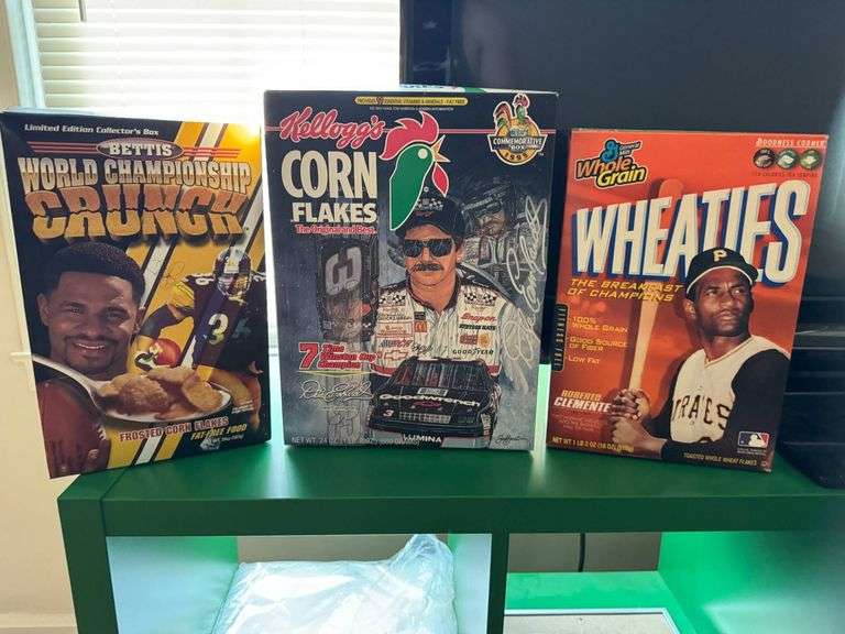 Three Collectible Cereal Boxes Featuring Sports Figures and Themes ...
