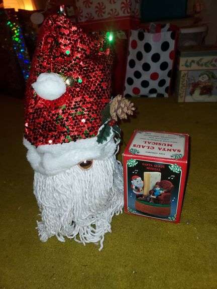 Musical Santa Claus Ceramic & Hand Made Battery Santa Gnome - Auction Ohio