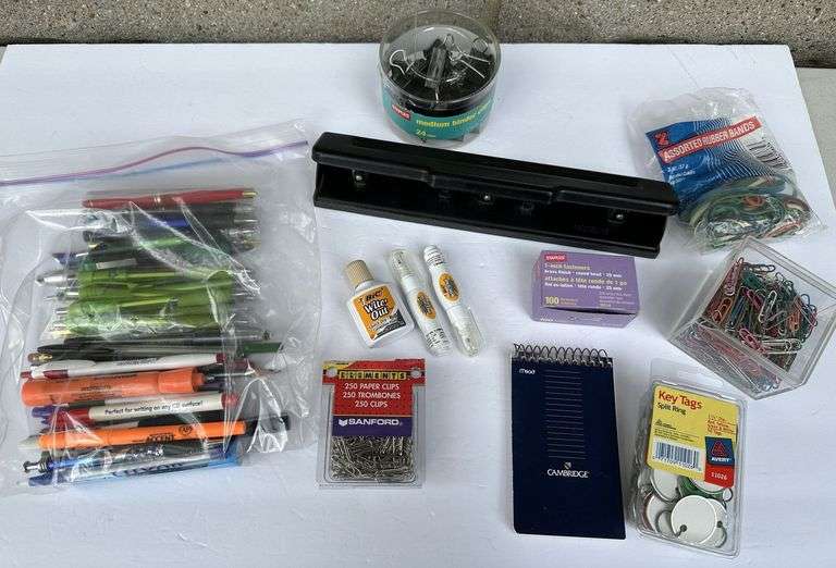 Home Office Desk Organizer Lot Pens/Key Tags/ - Auction Ohio