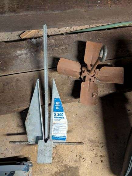Danforth S-300 Standard Anchor and Rusted Metal Propeller - Auction Ohio