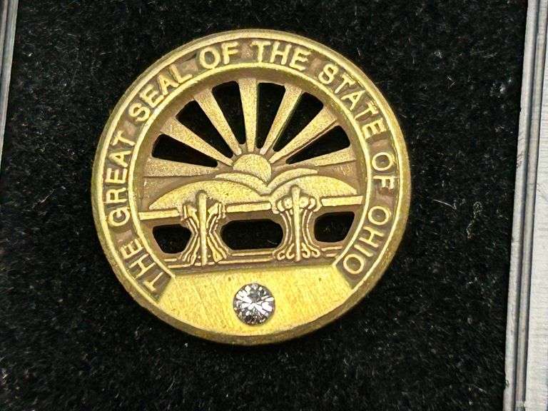 Ohio State Seal Pin with Stone Accent – Marked .925 - Auction Ohio
