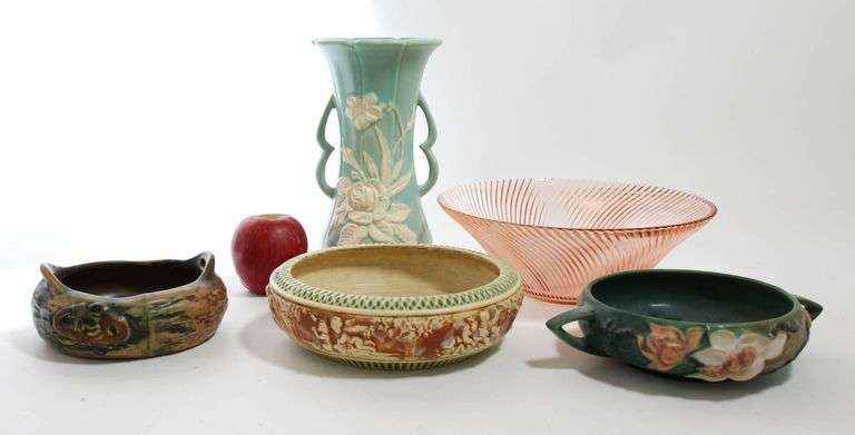 POTTERY BY WELLER, ROSEVILLE, AND DEPRESSION GLASS. - Auction Ohio