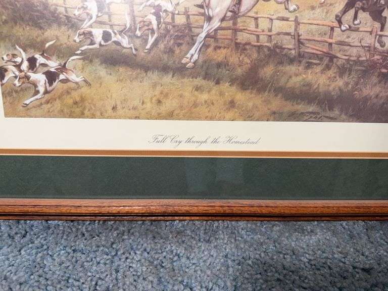 Framed Equestrian Hunt Scene Print with Glass - Auction Ohio