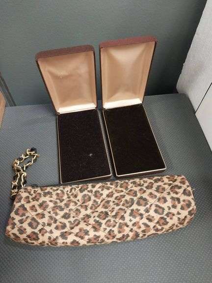 Leopard Print Quilted Pouch and Two Velvet-Lined Boxes - Auction Ohio