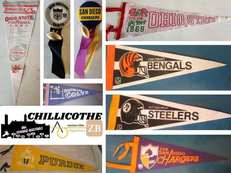 CHILLICOTHE: Vintage Sports Pennant Flags - Auction Ohio