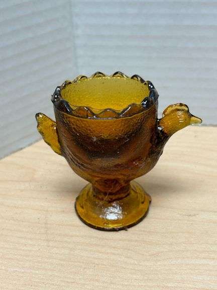 Amber-Colored Glass Hen-Shaped Miniature Goblet, 3.5 in. Tall - Auction ...