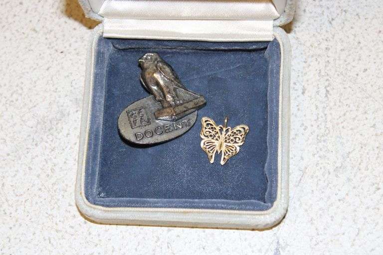 Sterling Silver Docent Pin & 14K Gold Butterfly Pendant - Auction Ohio