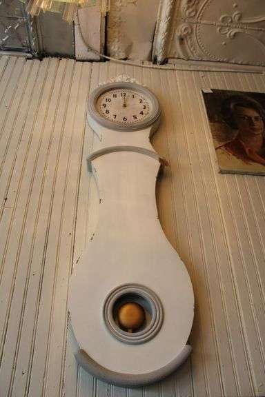 Painted Wooden Wall Clock with Pendulum Window - Auction Ohio