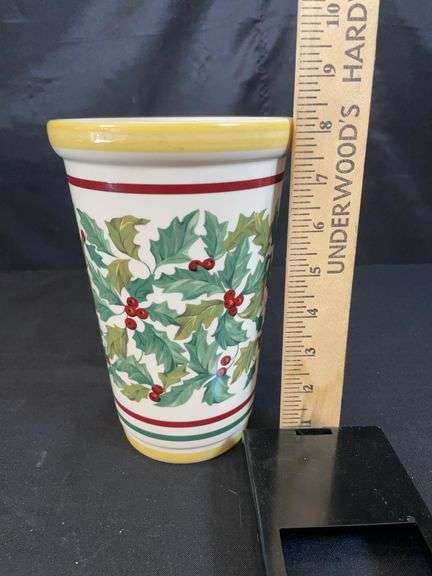 Longaberger Pottery Holiday Vase - Auction Ohio