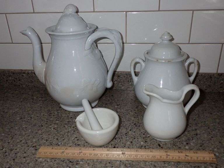 J&G Meakin White Ironstone China Tea and Kitchenware Set - Auction Ohio