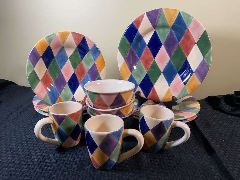 Carnival Hand Painted Harlequin 12-Piece Serveware Set - Auction Ohio