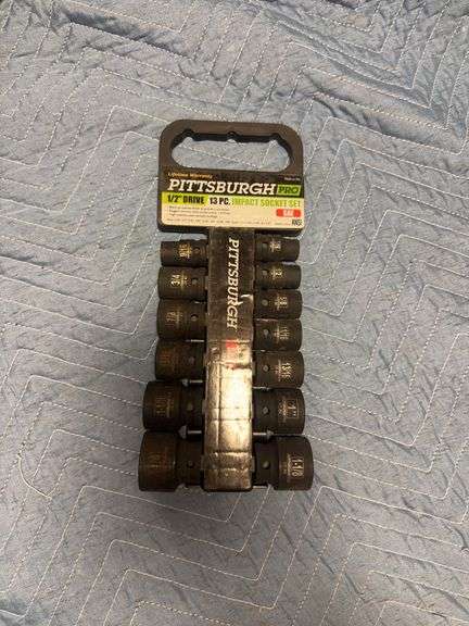 Pittsburgh Pro 1/2” Drive 13pc impact Socket Set - Auction Ohio