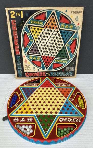 Vintage Ohio Art Co. Metal 2 in 1 Checker Set Chinese Checkers ...